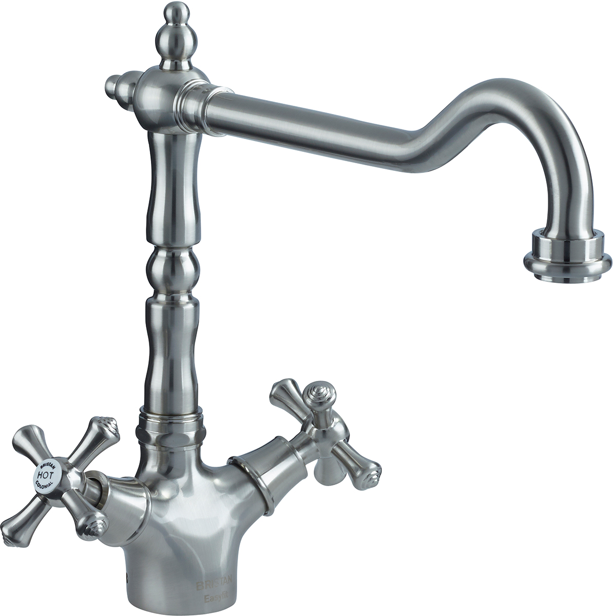 Colonial Easyfit Sink Mixer Brushed Nickel Taps Bristan